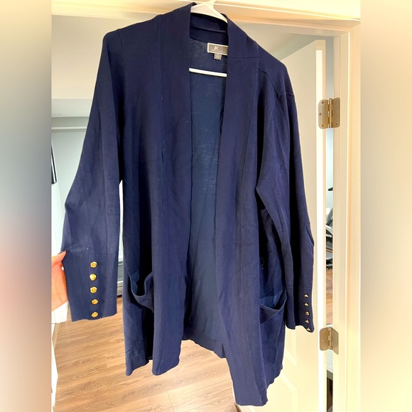 JM Collection | Sweaters | Jm Collection Cardigan In Navy With Gold ...